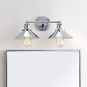 JONATHAN Y JYL7424A June 17.5" 2-Light Metal Shade Farmhouse Sconce Contemporary Transitional 2200K Edison 25W Bulbs Included for Bedroom Living Room Bathroom, Vanity Lighting, Chrome