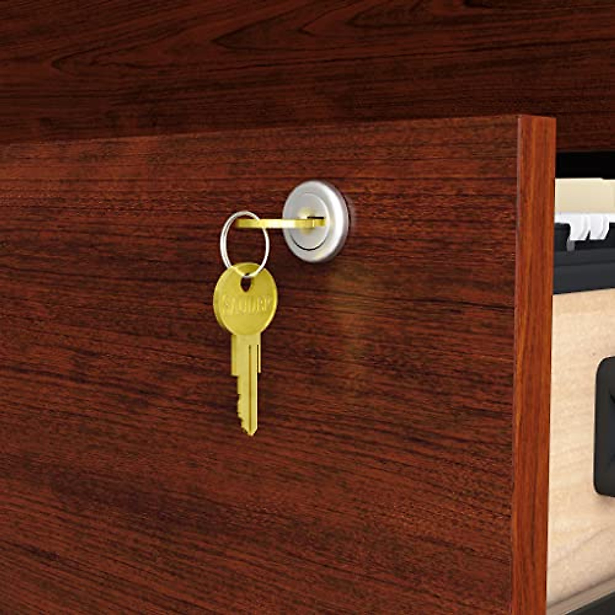 OfficeWorks by Sauder Affirm 72 X 24 Shell & LAT Ste, L: 71.10" x W: 23.47" x H: 29.29", Classic Cherry Finish