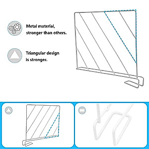 Hiziwimi 6 PCS White Metal Shelf Dividers, Multi-Functional Shelf Separator, Adjustable Clothing Organizer, White Hollow Dividers for Storage, Wood Closet, Kitchen and Office Shelves (White-6pc)