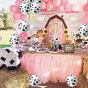 Cow Print Balloons, 30 Pcs Cute Cow Latex Balloons for Kids Party, Black White Western Cowboy Cowgirl Balloons for Boys Girls Farm Theme First Rodeo Birthday Baby Shower Party Decorations Supplies