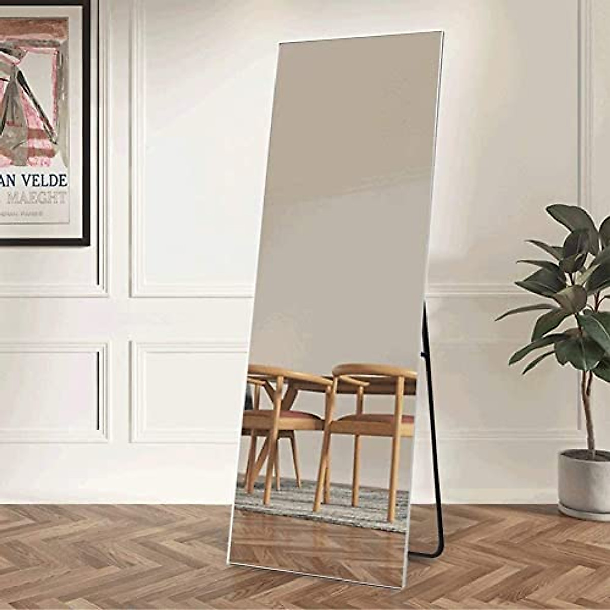 OBIOZZ Bedroom Floor Standing Mirror Full Length Mirror Floor Mirror with Standing Holder Bedroom/Locker Room, Beautiful Living Room Decorations
