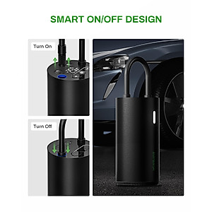 Tire Inflator Portable Air Compressor, AMPBANK AT004 Smart Air Pump for Car Tires, Auto Tire Inflator 150PSI with Pressure Gauge & LED Screen, 2X Faster Air Compressor for Car, Motorcycle, Bike, Ball