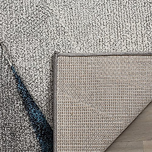 SAFAVIEH Hollywood Collection Area Rug - 5'3" x 7'6", Grey & Teal, Mid-Century Modern Design, Non-Shedding & Easy Care, Ideal for High Traffic Areas in Living Room, Bedroom (HLW710D)