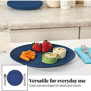 US Acrylic Everest Ultra-Durable Plastic 10 inch Dinner Plates in Midnight Blue | Set of 6 Reusable, BPA-Free, Made in the USA, Dishwasher Safe Dinnerware