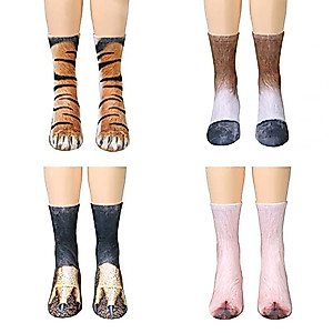 Animal Paw Socks, Funny Weird Stocking Stuffers Novelty Crazy Crew Socks for Women Men Boys Girls Kids