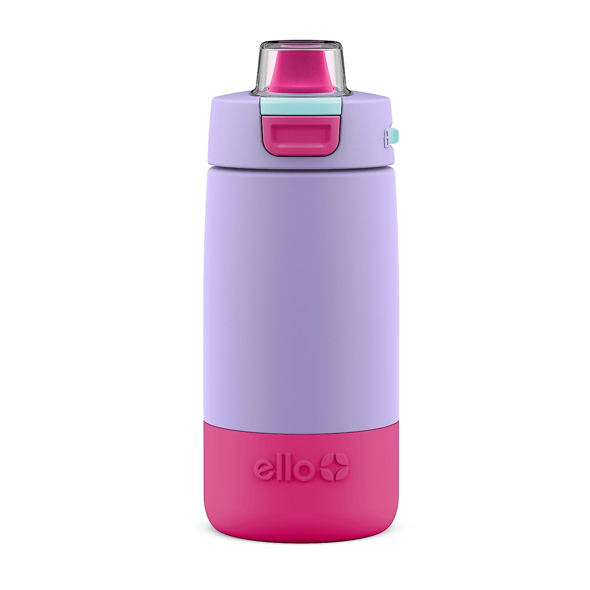 Ello Kids Colby 12oz Stainless Steel Insulated Water Bottle with Straw and Built-In Silicone Coaster (Lilac/Pink)
