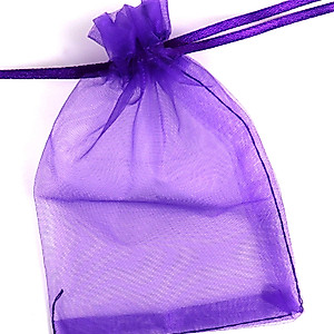 Lautechco 100Pcs Organza Bags 3x4 inches Purple Organza Gift Bags Small Mesh Bags Drawstring Gift Bags Christmas Drawstring Organza Gift Bags (3x4 inches Purple)