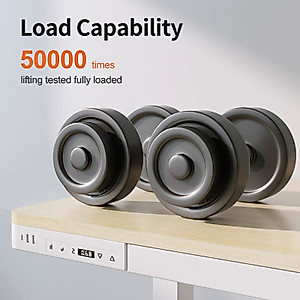 JYLH JOYSEEKER Electric Standing Desk with Drawers, Whole Piece 48 Inches Adjustable Height Desk, Modern Sit Stand Up Desk,Ergonomic Rising Desk for Home Office Workstation, Light Wood