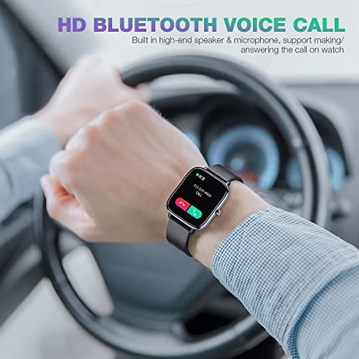 SOUYIE 2022 Smart Watch with Bluetooth Call for Men Women, IP67 Waterproof Fitness Tracker with 1.7" HD Display Blood Pressure Heart Rate Temperature Sleep Monitor for Android and iOS Phones
