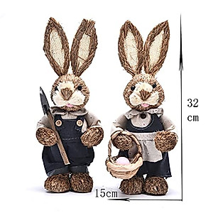 kekafu 2Pc Easter Standing Bunny Figurine Bunny Sculpture Decorative Statue Home Garden Wedding Ornament Doll Toy Artificial Animal Model Spring Easter Gift Souvenir Figurine for Tabletop Decor
