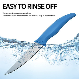 Eocogup Steak Knives,4.5'' Serrated Steak Knives Set of 6,Dishwasher Safe,Resists Rust,Ultra Sharp and Won't Have the Feeling of Shred Your Meat,High Carbon Stainless Steel Color Handle