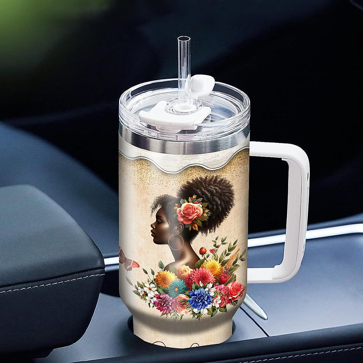 WAZONE Personalized God Says You Are 40oz Tumbler with Handle and Straw Lid Custom Name Christian Stainless Steel Travel Coffee Mug Positive Affirmation Gifts for Black Women African American Girl