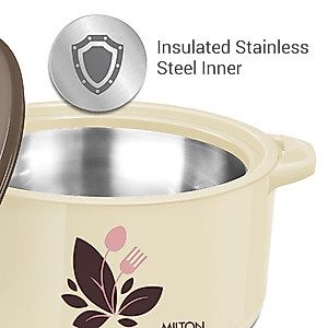 Milton Orchid 3000 Inner Steel Casserole, 2.85 Litres, Light Brown | PU Insulated | BPA free |Odour Proof | Food Grade | Easy to Carry | Easy to Store | Ideal For Chapatti | Roti | Curd Maker