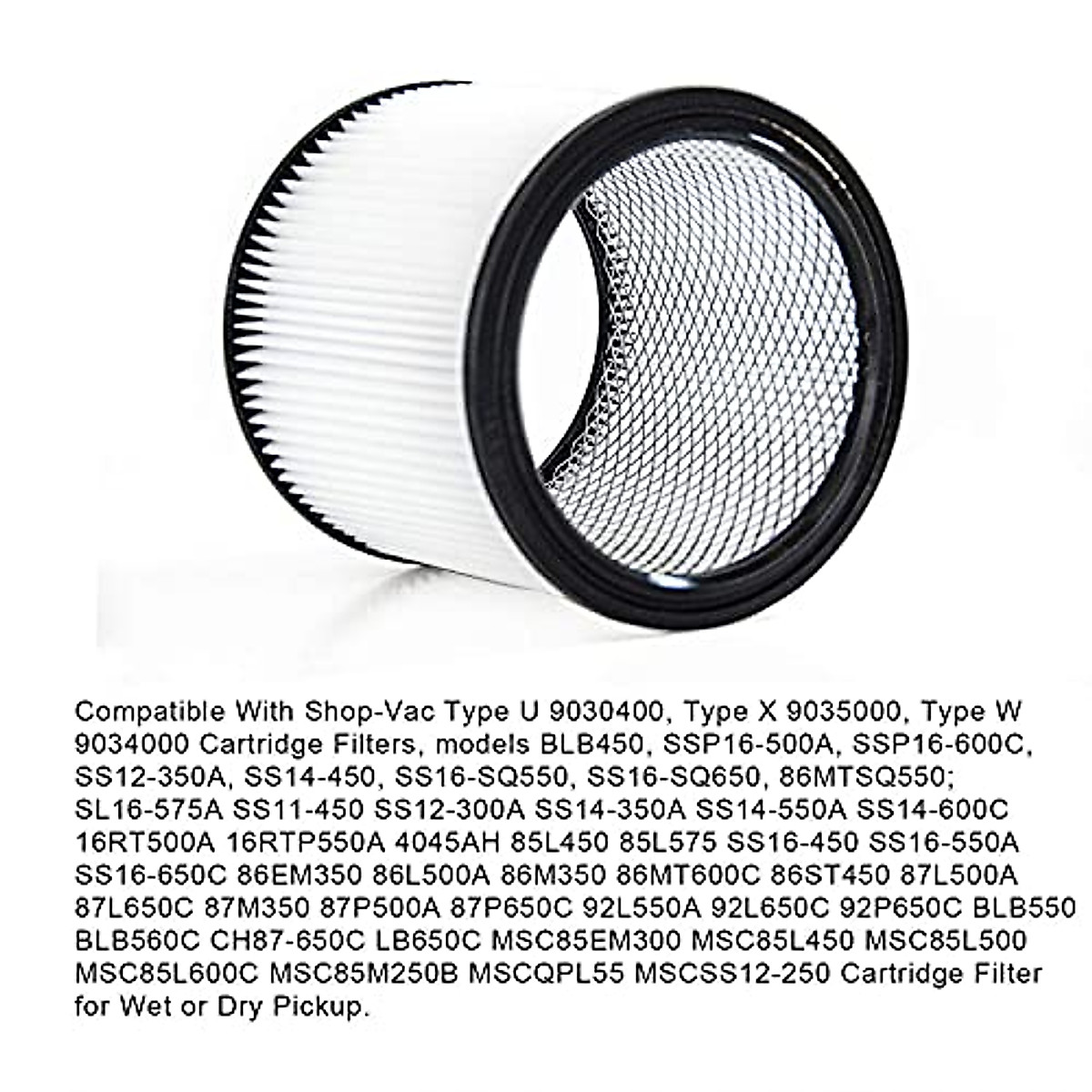Replacement 90304 90350 90333 Cartridge Filter Compatible with Shop-Vac 5 Gallon Up Wet/Dry Vacuum Cleaners