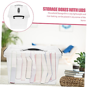 Alipis Plastic Storage Bin, Clear Storage Container Box with Latching Lid and Handle, Multipurpose Organizer Storage Box for Bedroom, Closet, Dorm, Kitchen, 13.2 x 7.4 x 9.2Inches