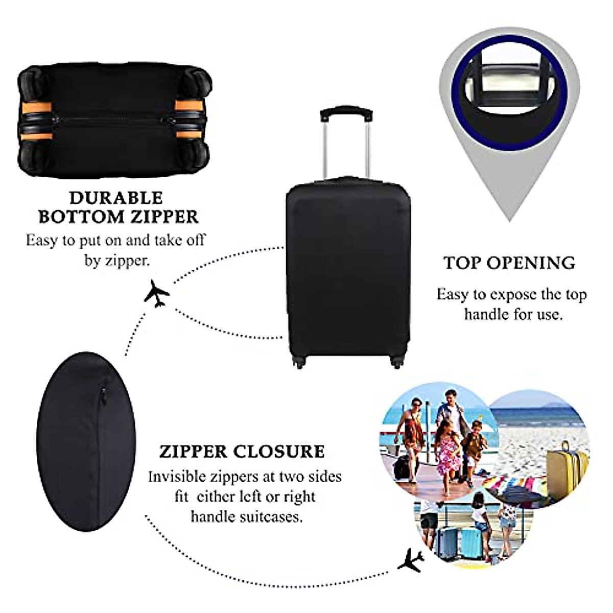 Explore Land Travel Luggage Cover Suitcase Protector Fits 18-32 Inch Luggage (Black, L(27-30 inch Luggage))