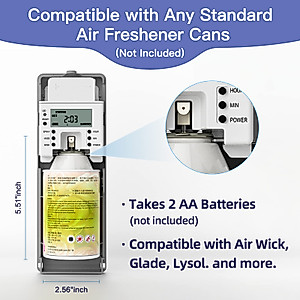 SVAVO Automatic LCD Fragrance Dispenser - Wall Mount/Free Standing ABS Auto Air Freshener Dispenser Programmable Aerosol Spray Perfume Dispenser for Bathroom, Hotel, Office, Commercial Place, Grey