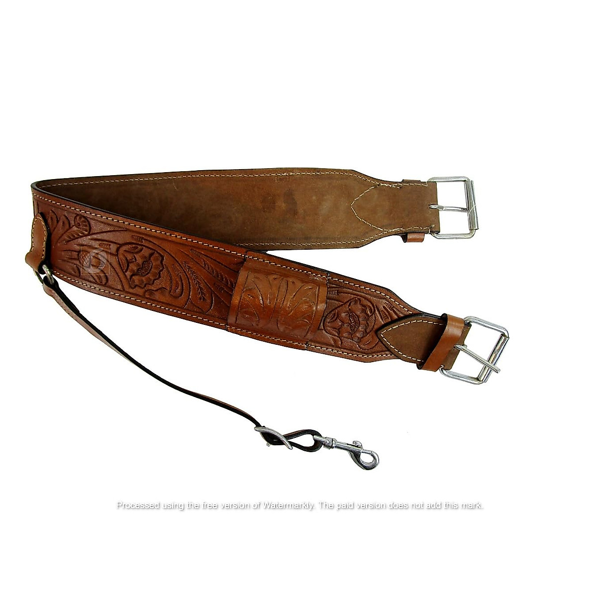 Floral Tooled Leather Back Rear Cinch Flank Billet Western Horse Girth Trail TACK