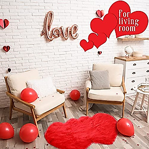 23.6 x 35.4 Inch Valentine's Day Double Heart Shaped Rug Heart Rug for Bedroom Fluffy Area Rugs Soft Faux Fur Rug Non Slip Carpet for Home Living Room Decor Kids Nursery Girls Dorm (Red)