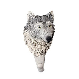 Resin Wolf Coat Hooks Wall Mounted Deer Decorative Decor Hat Towel Bag Rack Gift for Home Living Room Bedroom Shop, 7.5x5.8x13.8cm