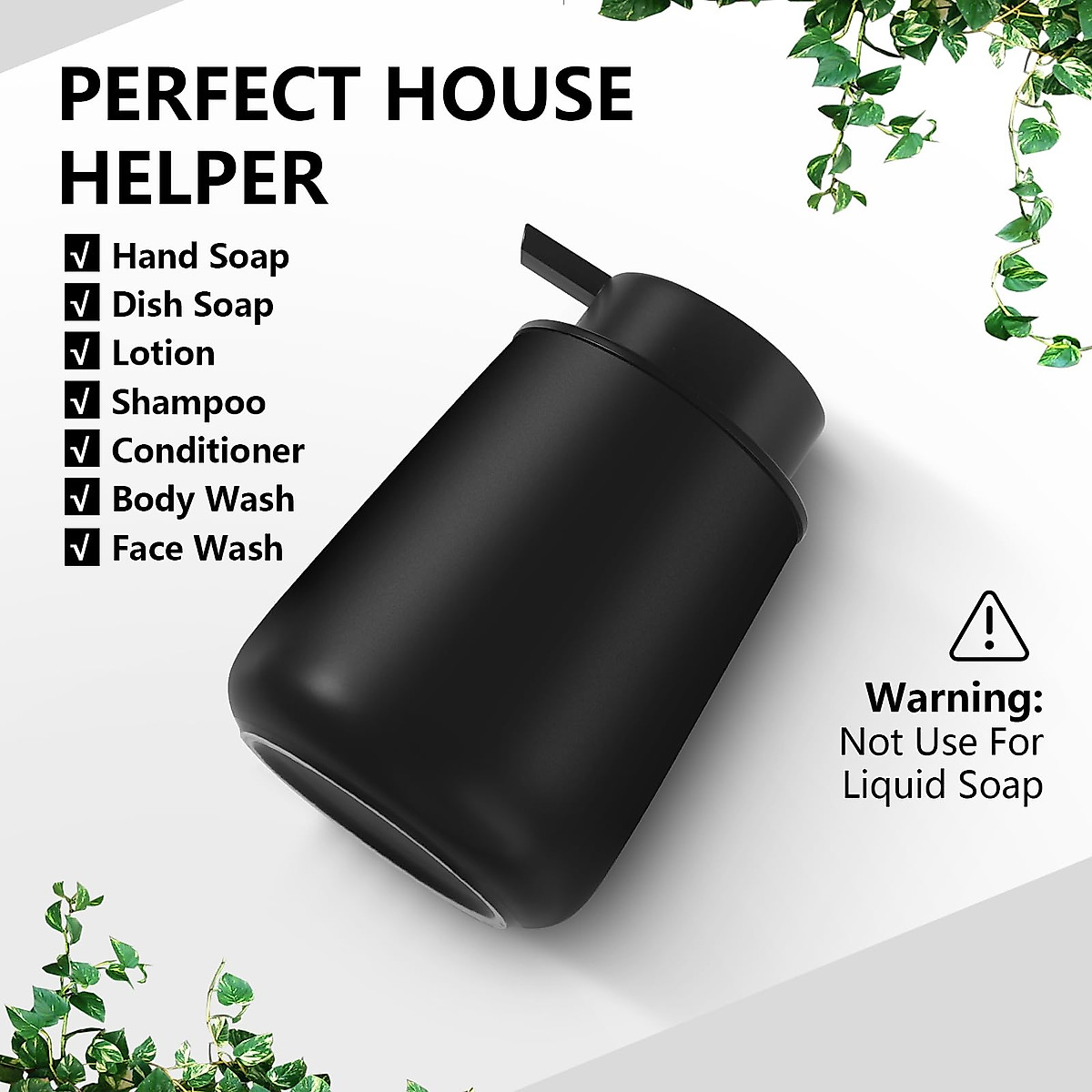 Mierting Foaming Soap Dispenser, 2 Pack Black Foam Hand Soap Dispenser for Bathroom & Kitchen, 12 Oz Modern Ceramic Hand and Dish Foaming Pump Bottle, Refillable Lotion Liquid Foam Pump Dispensers