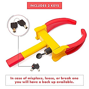 VaygWay Tire Clamp Universal Wheel Lock- Heavy Duty Security Metal Boot Stabilizer Anti Theft Wheel Chock Lock Car Trailer Wheel-Security Travel Locking Claw Auto- for Car Van Golf Cart SUV