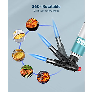 RONXS Butane Torch lighters, 2 Flame Mode Kitchen Cooking Torch with Inverted Use Adjustable Flame Culinary Blow Torch for BBQ, Baking, Sushi, Butane Not Included