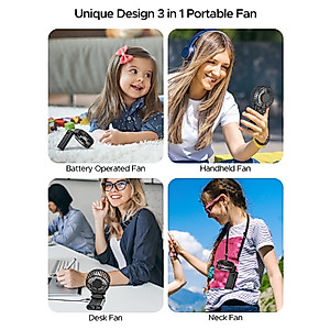 Creiv Handheld Fan, 4000mAh Battery Operated Rechargeable Small Pocket Fan, Personal Neck Fan with Adjustment Lanyard Hands-Free, Suitable for Outdoor Camping Shopping Travelling