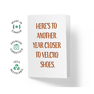 Karto Funny Birthday Card for Men Women, Large 5.5 x 8.5 Happy Birthday Card for Him Her, Birthday Card for Dad Mom Husband Wife, 50th 60th 70th 80th - Velcro Shoes