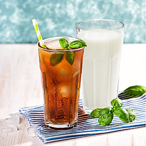 Yopay Set of 8 Highball Drinking Glasses, 12oz Lead-Free Tempered Water Glasses Thick Heavy Base, Clear Iced Hot Tea Glassware for Cocktail, Juice, Milkshake, Coke, Soda Beer Tumbler Cup