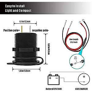 2 Packs PD Type C Car Charger Socket & Dual Quick Charge 3.0 Ports Aluminum, 60W USB C Triple 12V USB Socket Aluminum Car Charger with Touch Switch, Waterproof PD Charge for Car Boat Marine RV