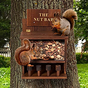 VASGOR Squirrel Feeder Table The Nut Bar, Wooden Picnic Table Feeder, Durable Squirrel Feeder Corn Cob, with Solid Structure, Stable Squirrels Stool Bar, 15 x 10 x 6 Inches (Brown)