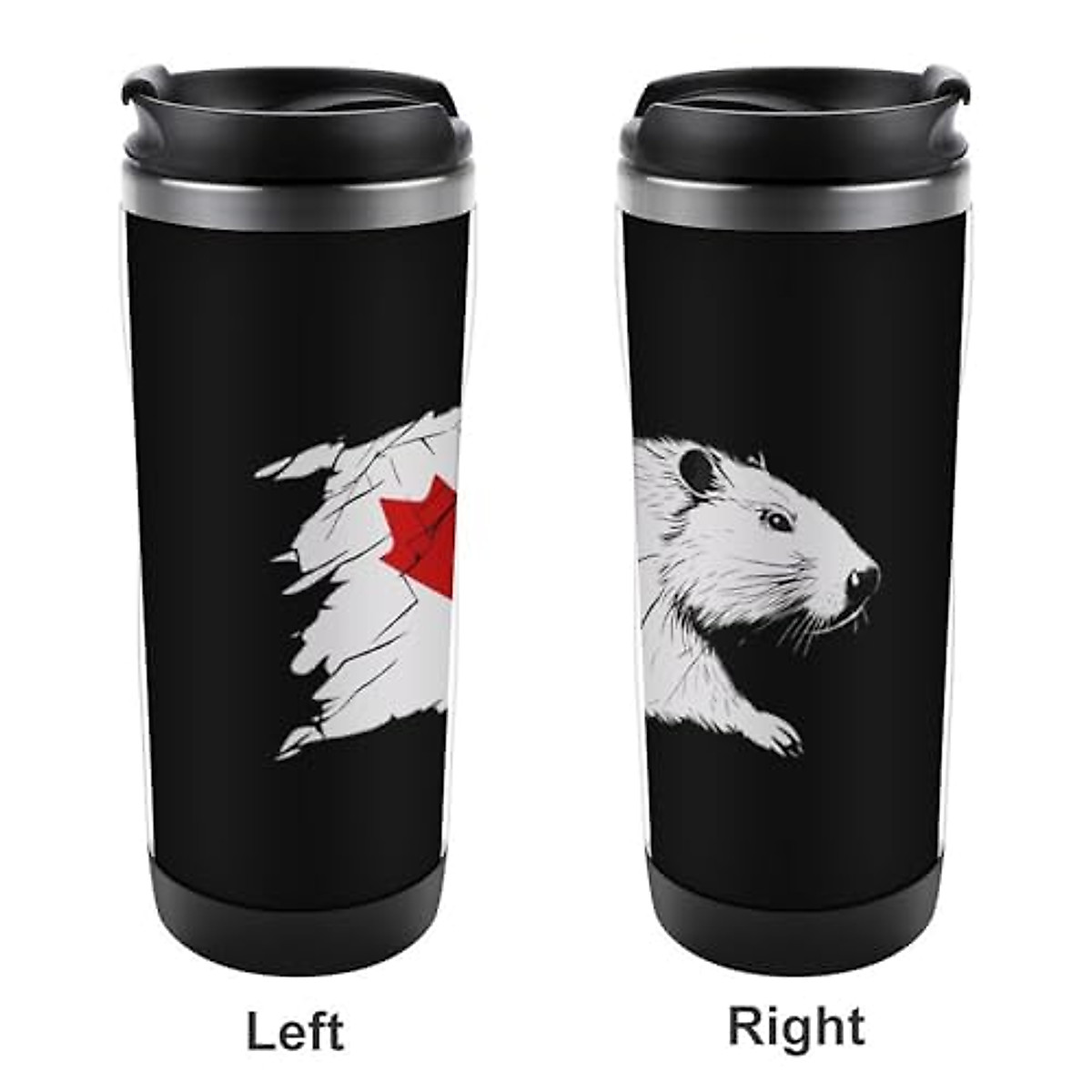(Beavers) Canada Maple Flag Travel Coffee Mug Reusable Insulated Drinking Cup with Lid for Home Outdoor Works 13 Oz
