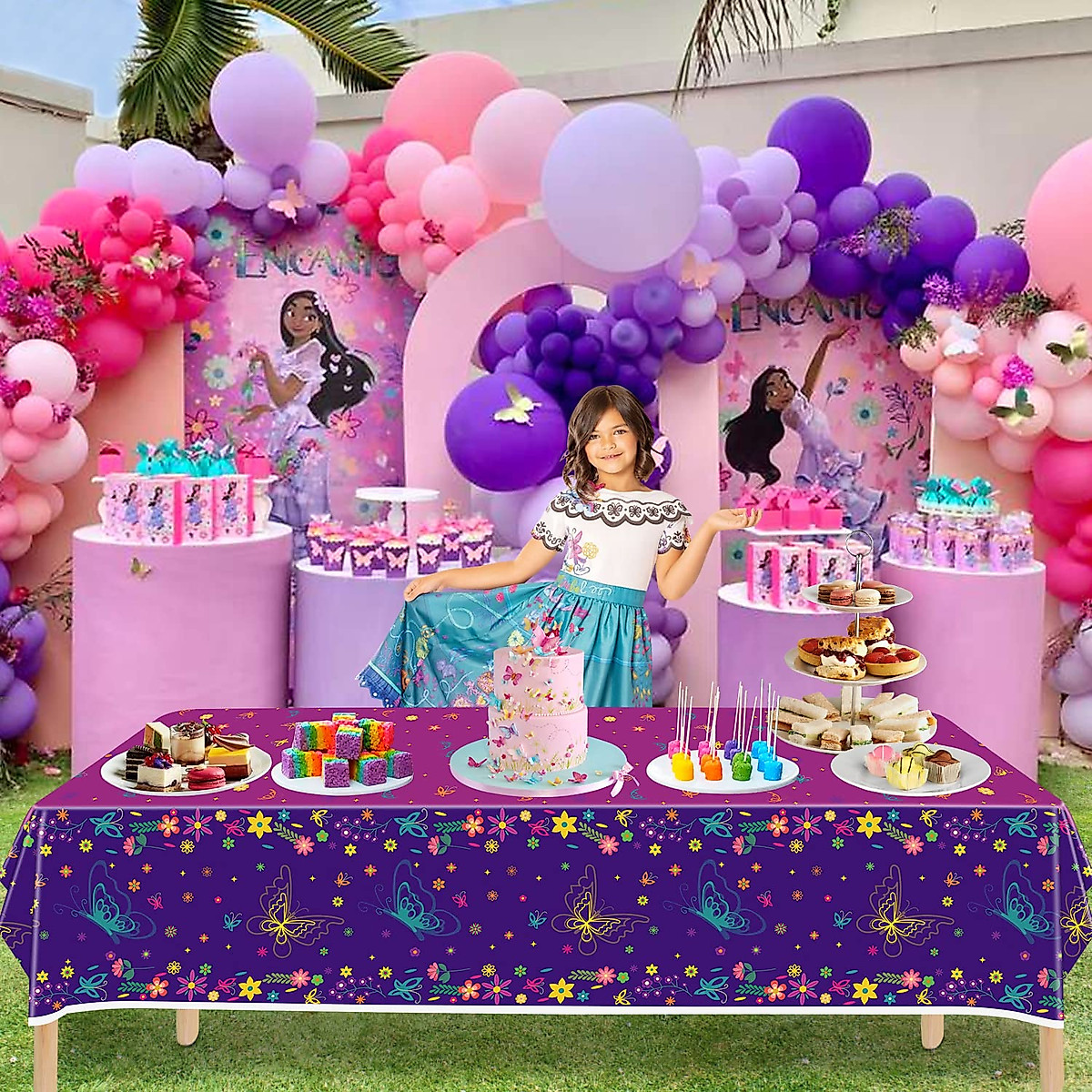 XJLANTTE 4 PCS Movie Party Tablecloths Decorations - Butterfly Plastic Table Cover, Magic Butterfly Rectangular Tablecloth for Kids Baby Shower Birthday Supplies, 51 x 86.6 Inch