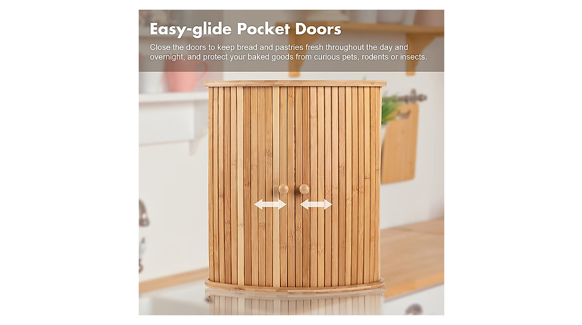 Bamboo Bread Box for Kitchen Countertop | TOMKID Farmhouse Design