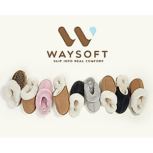 WaySoft Genuine Australian Sheepskin Women Slippers, Water-Resistant Warm and Fluffy Outdoor House Slippers for Women (7, Grey, numeric_7)