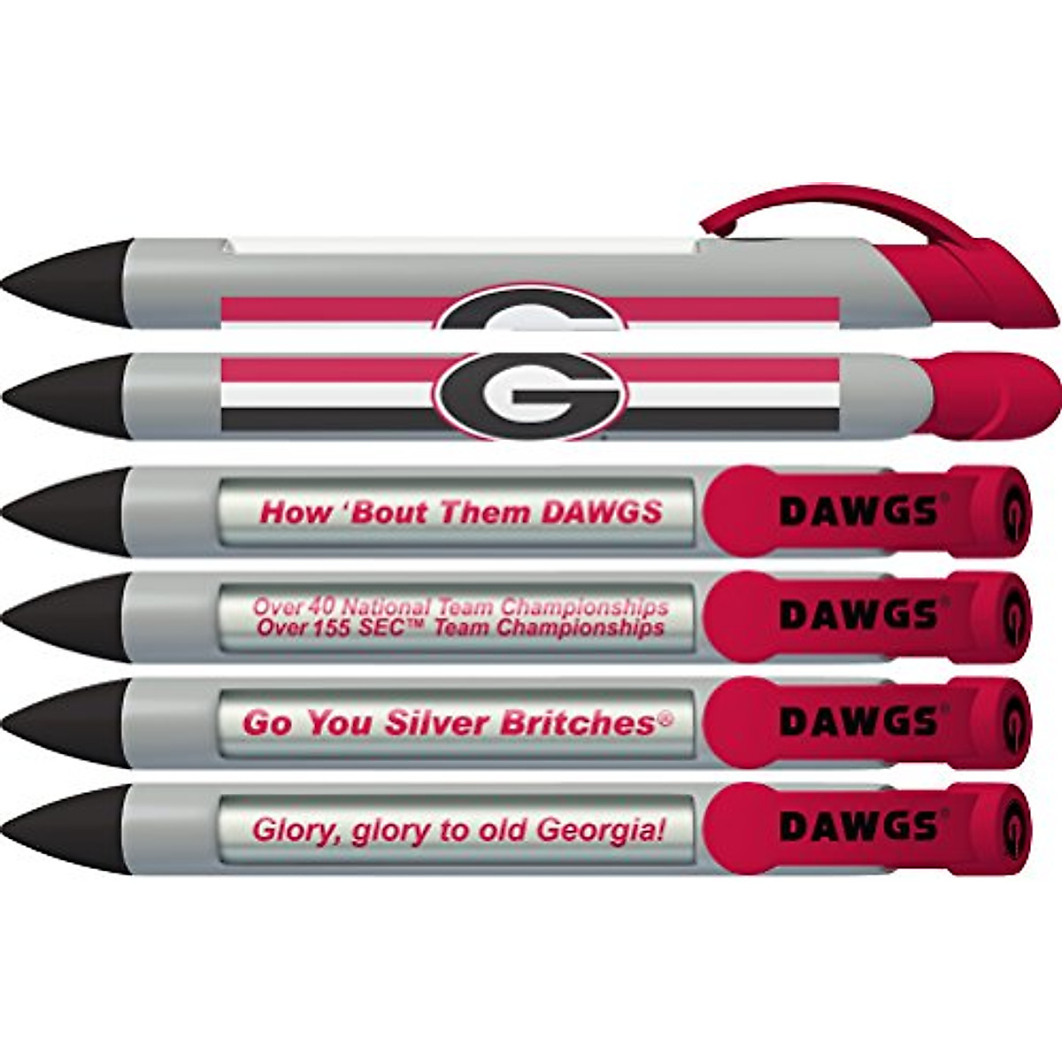 Greeting Pen University of Georgia Bulldogs Rotating Message Pens - 4 Pack (8004) Officially Licensed Collegiate Product