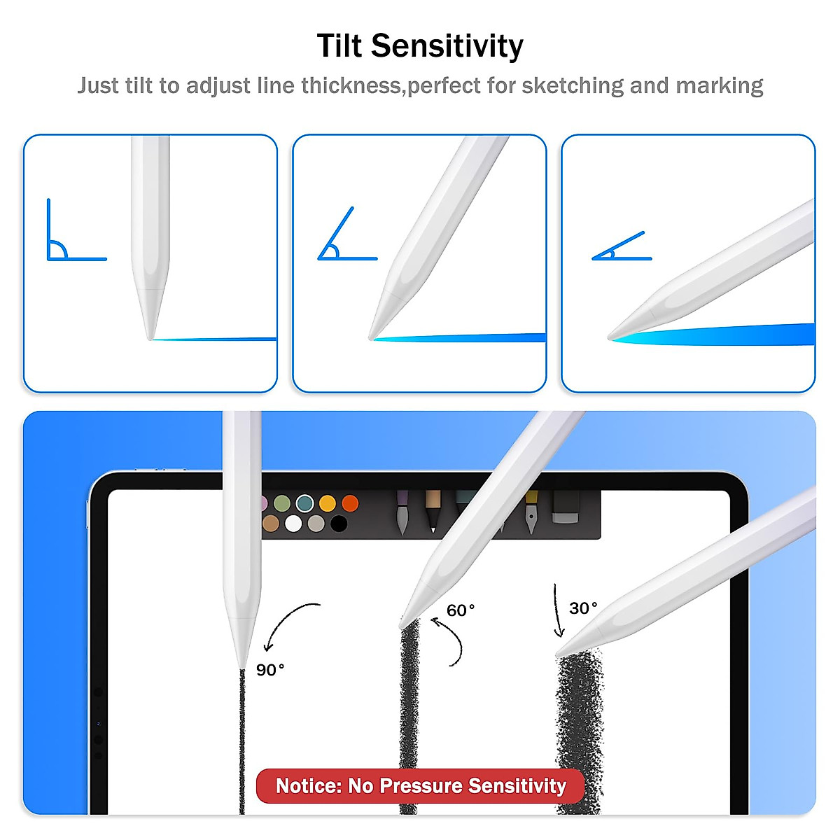 Cisteen Stylus Pen for iPad 2025-2018 with Faster Charge,Tilt Sensor Pencil Compatible with iPad 10/9/8/7/6,11th A16,Air 11/13 M2/M3,Pro 11/13 M4,Pro 12.9",Air 5/4/3,Mini 7/6/5