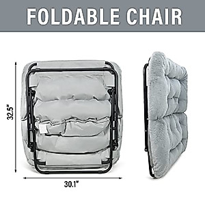 Tiita Saucer Chair, Soft Faux Fur Oversized Folding Accent Chair, Soft Furry Lounge Lazy Chair, Metal Frame Moon Chair for Bedroom, Living Room, Dorm Rooms, Garden and Courtyard