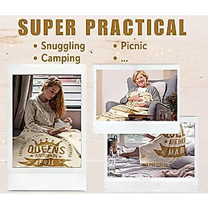 Personalized Birthday Gift Baskets for Her - Women Birthday Gift Ideas, Bday Gift for Women - Queens are Born in February - Flannel Throw Blanket & Socks - Mom, BFFs, Grandma, Aunt - 50"x 65"