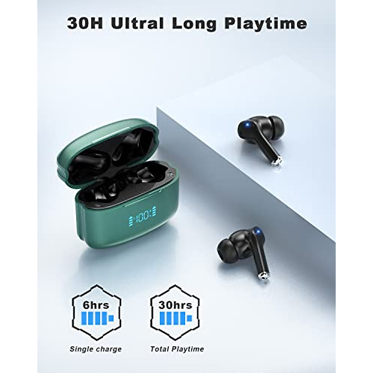 Myinnov Active Noise Cancelling Wireless Earbuds,Bluetooth 5.3 Headphones with 6 Microphones,Ture Wireless in-Ear Detection Ear Buds, IPX6 Waterproof Stereo Earphones for iPhone&Android