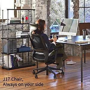 BESTUHL J17 Home Office Desk Chair - Ergonomic, High Back, 3 Lockable Recline Positions, 3-Way Armrest, Adjustable Seat Depth & Lumbar Support, Breathable Mesh Back (Black)
