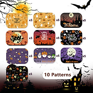 DTESL 50PCS Halloween Foil Containers with Lid, Halloween Leftover Containers trick or treat Disposable Aluminum Pans with Lids Aluminum Food Containers Storage for Baking, Halloween Party, Cooking