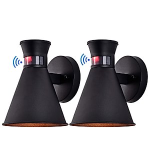 c cattleya Dusk to Dawn Outdoor Lighting Wall Sconce Motion Sensor Outdoor Lights Matte Black Exterior Patio Porch Light for Front Porch/Deck/Patio/Garden/Balcony (2-Pack)