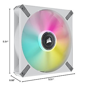 CORSAIR ML140 RGB Elite, 140mm Magnetic Levitation RGB Fan with AirGuide, Single Pack - White Frame
