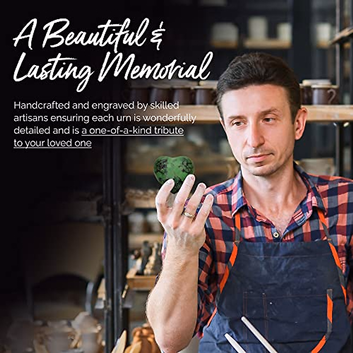 Green Heart Keepsake Urn for Human Ashes - Mini Heart Urn with Stand & Premium Box - Small Green Urn for Ashes - Honor Your Loved One with Small Urn Heart Shaped - Mini Urn for Adults & Infants