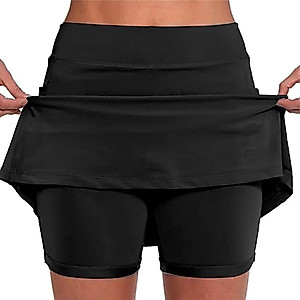Biker Shorts Women Tennis Skorts Skirts with Pockets Built-in Shorts High Waist Athletic Golf Workout Running Shorts Plus Size Black XXXXXL