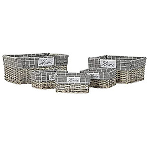Basket Set of Wicker and Polyester Grey 48 x 38 x 22 cm (Reference: DC-179930)
