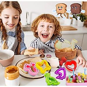 BANIC 24Pcs Sandwich Cutter and Sealer Set, Uncrustables Maker, Crustless Sandwich Cutter shapes Set Butterfly Unicorn Dino ect, Lunch & Bento Box Accessories,Bread Fruit Cookie Cutters for kids