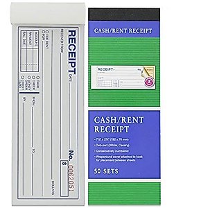 Emraw 2-Part Carbonless Cash or Rent Receipt Book General Purpose Sales Money Book White and Canary Contractor's Invoice Proposal Form Book Sales Tickets Pack of 2